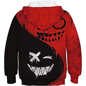 Basoteeuo 3D Printed Hoodies For Boys Girls Kids Sweatshirts Pullover Novelty Cool Clothes Black Red 12-13T