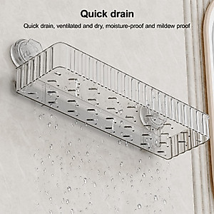 Ankoox Shower Caddy Suction Cup Bathroom Shower Organizer for Bathroom Storage Home Decor & Kitchen No Drilling Large Capacity Removable and Reusable Shower Shelves for Inside Shower. (clear, square)