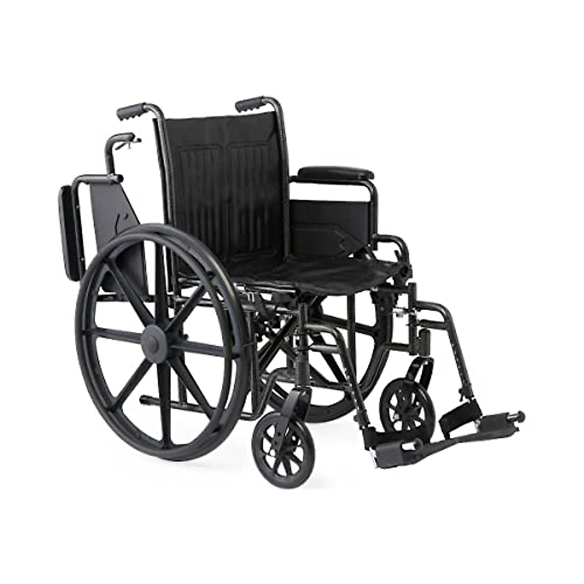 Medline K1 Basic Vinyl Wheelchair with Swing-Back Desk-Length Arms and Swing-Away Footrests, 18-Inch Wide Seat