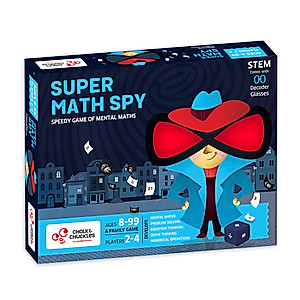 Chalk & Chuckles Super Math Spy Board Game - Super Fun Math Game for Kids 8-12, Smart Educational Game, Practice Multiplication, Division, Addition and Subtraction