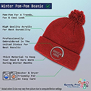 Speedy Pros Pom Pom Beanies for Women Riding Lawn Mower A Embroidery Skull Cap Lawnmowers Winter Hats for Men Acrylic 1 Size Red Design Only
