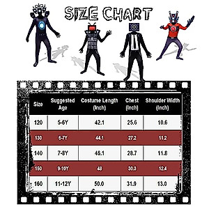 MLKIN Cameraman Titan Bodysuit for Boy 7-8Y Skibidi Toilet Halloween Skibidi Toilet Cosplay Horror Video Game Jumpsuit Costume, 7-8 Years, Blue+cameraman