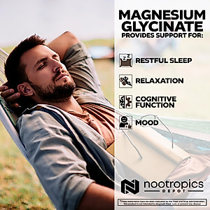 Nootropics Depot Magnesium Glycinate Capsules | 180 Count | Mineral Supplement | Magnesium Supplement | Supports Heart, Muscle, Nerve, and Bone Health