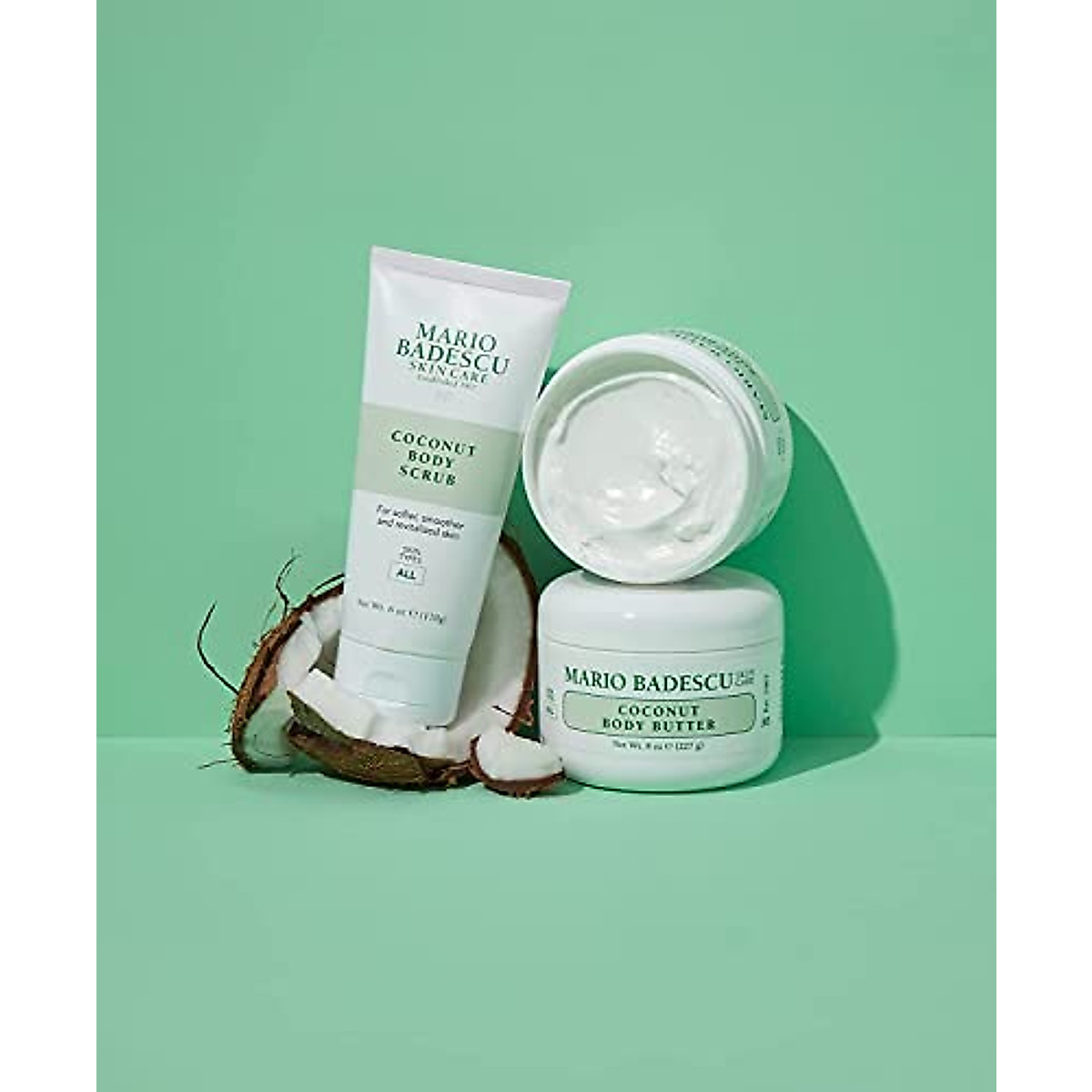 Mario Badescu Best of Body Essentials 4 Piece Kit, Skincare Gift Set Includes Lip Balm, Coconut Scrub, Coconut Body Butter & Special Hand Cream With Vitamin E