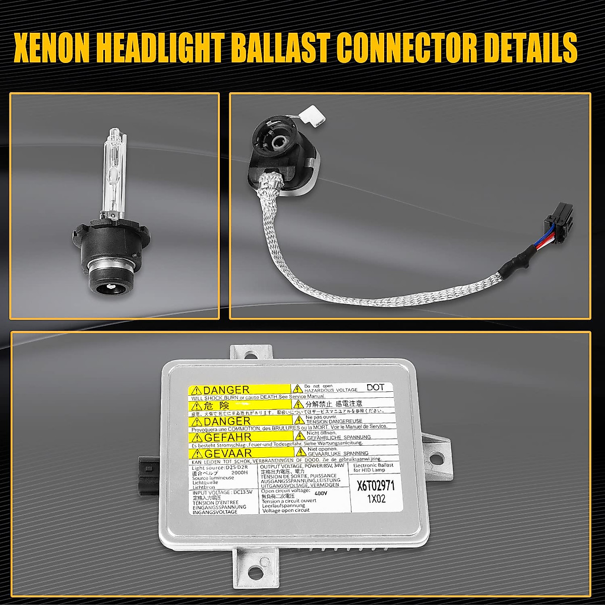 RANSOTO Xenon HID Headlight Ballast Unit Assembly with Igniter and D2S Bulb Compatible with 2002-2005 Acura TL TSX and TL Type-S, 2004-2009 Honda S2000, Mazda 3 Replaces X6T02971, W3T10471, W3T14371