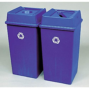 Rubbermaid Commercial Products 50-Gallon Untouchable Square Trash/Garbage Can for Offices/Stores/Restaurants, Blue Recycling (FG395973BLUE)