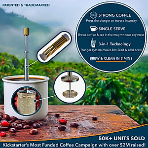 FinalPress Original Coffee & Tea Maker – Portable Stainless Steel Micro French Press – Patented 3-in-1 Technology for Hot, Iced & Cold Brew – Perfect for Home, Camping & Travel (UPGRADED V2)
