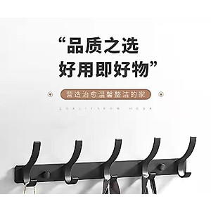 Hook Hanger with 5 Heavy Duty Metal Hooks for Hanging Coats Towels Hats Clothes, Suitable for Bedroom,Kitchen,Restroom,Bathroom Etc,Wall Mounted,Black