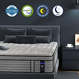 DIFAME California King Mattress, 14 Inch Cal King Size Hybrid Mattress in a Box with Memory Foam, Upgraded Strengthen Pocket Spring for Motion Isolation, Pressure Relief, Edge Support, Medium