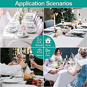 EMART 6 Pack Rectangle Tablecloth, 60 x 102 inch White 100% Polyester Banquet Wedding Party Picnic Rectangular Table Cloths