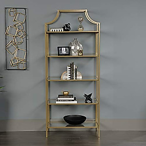 Sauder 421434 International Lux Bookcase, L: 30.0" x W: 14.49" x H: 70.87", Satin Gold Finish