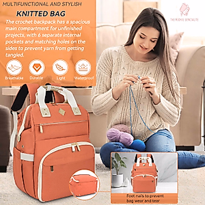 THE ROOKIE SEWCIALITE Crochet Knitting Organizer Waterproof Travel Bag Fashion Backpack for Yarn Storage, Crochet Holder, Knitting Accessories Storage Backpack for Travel