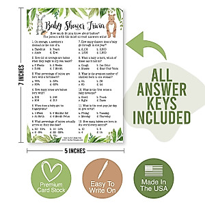 25 Woodland Word Scramble For Baby Shower, 25 True Or False Game, 25 Trivia Game, 25 Find The Guest, 25 Baby Animal Matching, 25 Nursery Rhyme Game - 6 Double Sided Cards Baby Shower Ideas