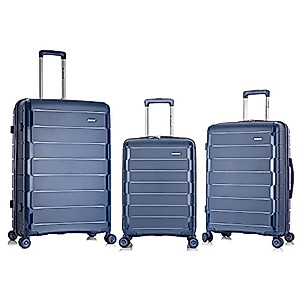 Rockland Vienna Hardside Luggage with Spinner Wheels, Navy, 3-Piece Set (20/24/28)