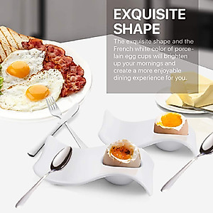 Flexzion Egg Cups for Soft Boiled Eggs - Set of 6 Ceramic Egg Holder - Stackable Egg Coddler Cups with Base for Serving, Breakfast, Brunch - Kitchen Table Decor, White