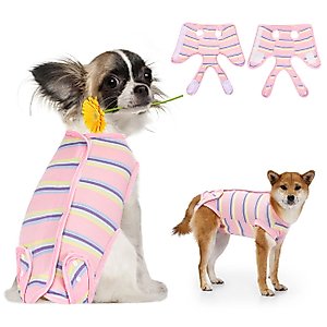 VavoPaw Dog Surgery Suit, Soft Breathable Dog Onesie for Surgery, Dog Bodysuit for Female Male Puppies, Puppy Cone E-Collar Alternative for Wounds Skin Diseases After Surgery, M, Pink