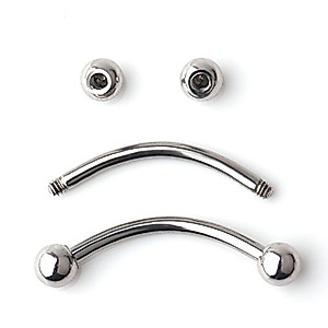 Ruifan Lot of 10 Eyebrow Piercing Jewelry Curved Barbell with Ball Kit Eyebrow Tragus Lip Ring 16g 16 gauge 12mm