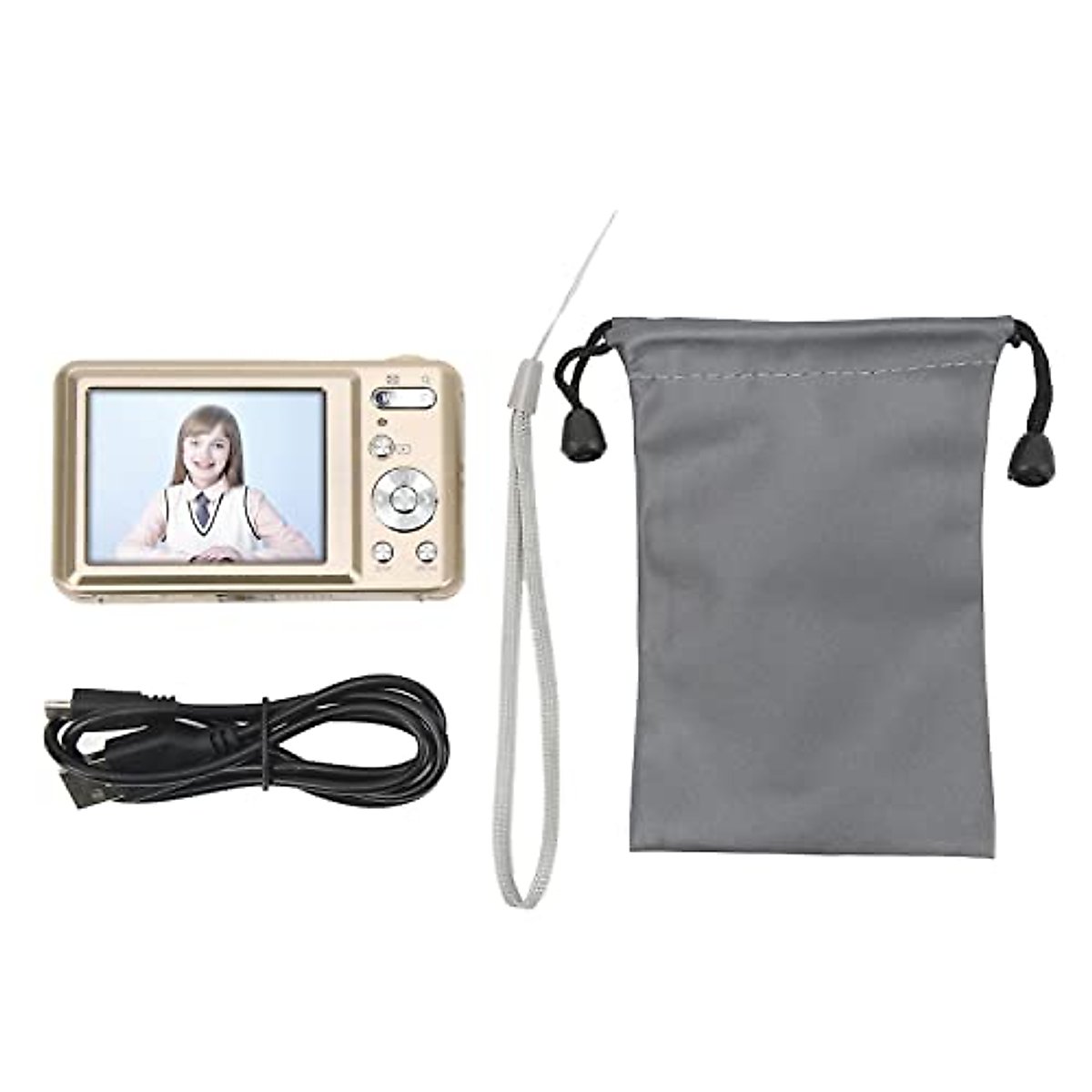 Jeanoko 48MP Digital Camera, Portable Digital Camera Continuous Shooting Self Timer Metal Automatic Light Sensitivity Speed for Senior Citizen(Gold)