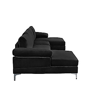Casa AndreaMilano Modern Large Velvet Fabric U-Shape Sectional Sofa, Double Extra Wide Chaise Lounge Couch