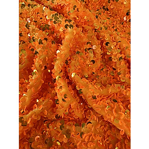 Sequin Velvet Fabric Soft Stretchy Cloth with Glittering Sequins Perfect for Dressmaking Costumes Upholstery and Christmas Decor 1 Yard of Spandex Fabric for Sewing and Crafts (Orange)