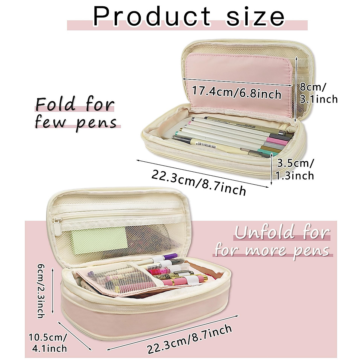 Janhavi Preppy Pencil Case for School Supplies, Initial Large Pink Penicl Case for Nursing Bag, Cute Pencil Pouch Bag for Office,Birthday Gifts for 6 7 8 9 10 11 12 13 Year Old Girls,-Pink A