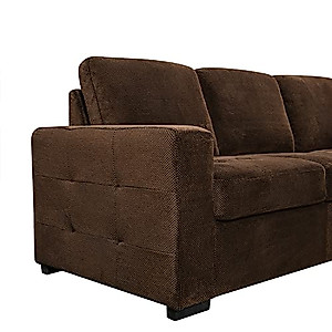 THSUPER Sectional Sleeper Sofa with Pull Out Bed, Oversized Sectional Couch with Storage Chaise U Shape Sleeper Sectional Sofa Bed for Living Room, Fabric Dark Brown