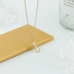 Haoze Mustard Seed Necklace Christian Gifts for Women, Stainless Steel Faith Mustard Seed Necklace Inspirational Christian Religious Jewelry Gifts for Women (0-Mustard Seed Necklace-Rectangle -Gold)