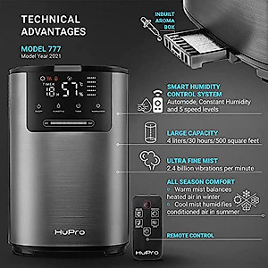 Top Fill Cool Mist & Warm Mist Humidifier for Large Room Home Bedroom Living Room 4L Big Capacity, Air Ultrasonic Humidifiers with Essential Oil Diffuser, Sleep Mode, Quiet for Baby