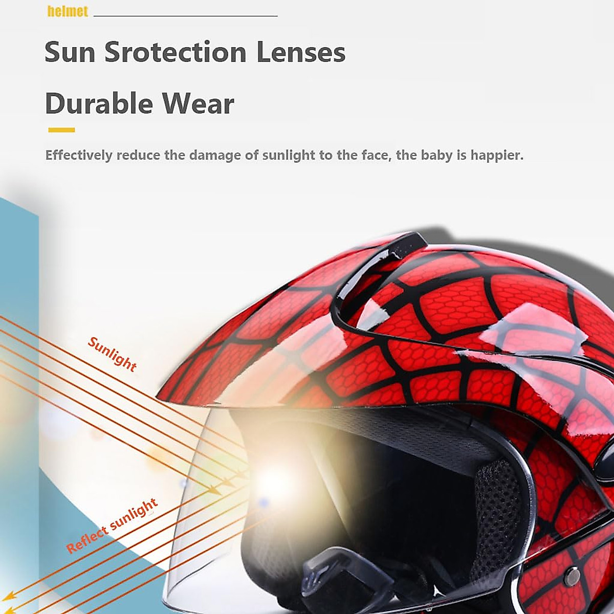 Kids Cool Helmet 4-12 Years Old Boys Girls Motorcycle Half Helmet Retro Go-Kart Jet-Helmet Scooter Cruiser Moped for Youth Personality Children's Helmet Applicable to Summer DOT Approved-A||46-56CM