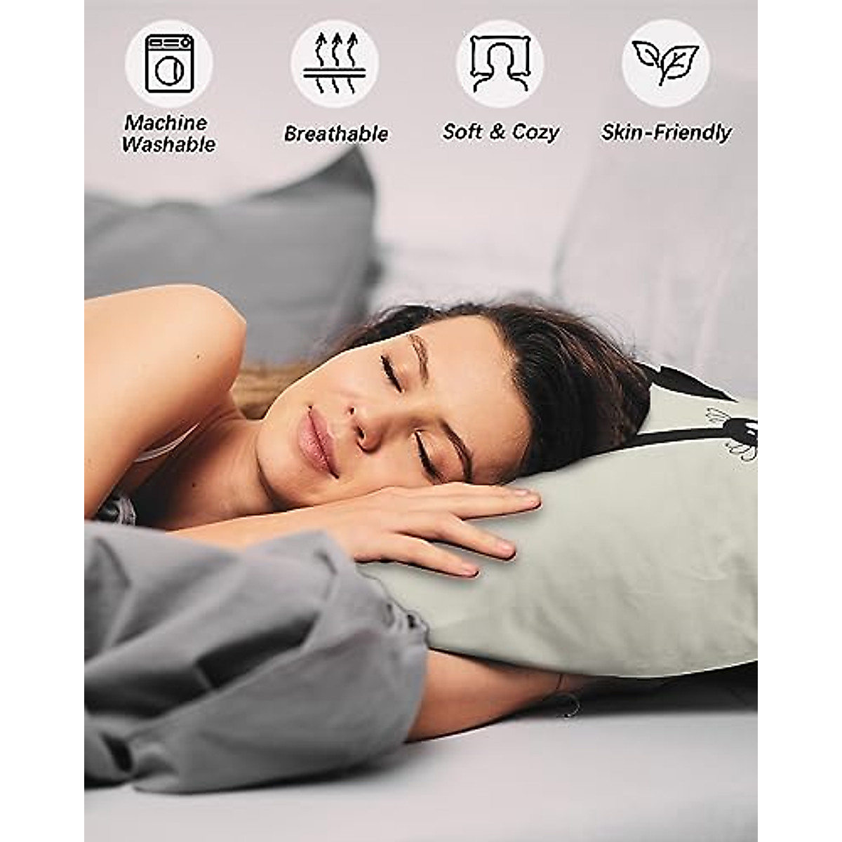 Edwiinsa Halloween Pillow Covers King Standard Set of 2 Bed Pillow, Plush Soft Comfort for Hair/Skin Cooling Pillowcases with Envelop Closure 20x36 Inches Black Orange Cute Cartoon Cat Animal