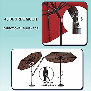 ZJDU 9 Ft Solar LED Patio Umbrella, Garden Sun Shade Umbrella, 40 LED Lights, with Tilt and Crank Mechanism, for Outdoor Garden Balcony Patio Backyard Market, Without Base,Brown