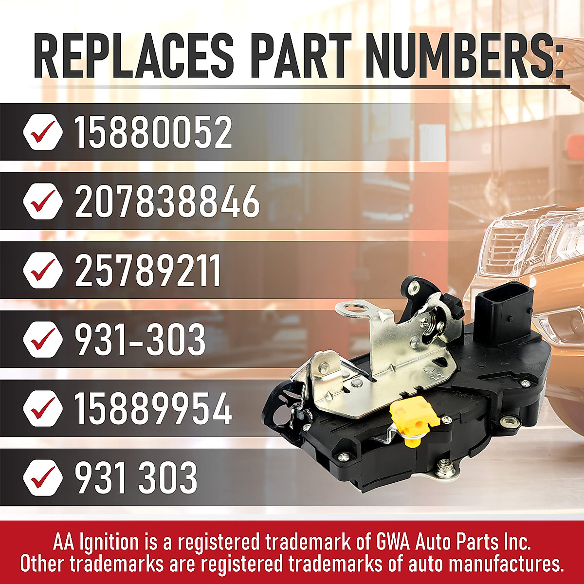 Door Latch Lock Actuator - Front Left Driver Side - Replaces 15880052, 207838846, 931-303 - Compatible with Chevy, GMC, Cadillac Vehicles - Tahoe, Silverado, Escalade, Sierra, Yukon - 2007, 2008, 2009