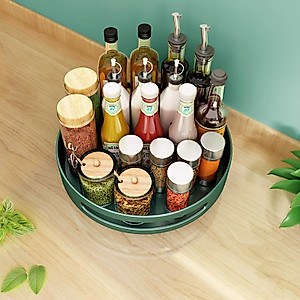 Lazy Susan Organizer, SAYZH Metal Steel Rotating Spice Racks with Turntable for Kitchen Pantry Cabinet Cupboard Table, 10 inch Black