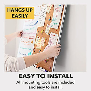 Vision Board 2023: Large 36" x 48" White Board and Cork Board Combo, Magnetic Half Bulletin Corkboard Combination for Office Wall | Memo Board for Notes, Dry Erase Whiteboard | Markers, Eraser, Pins