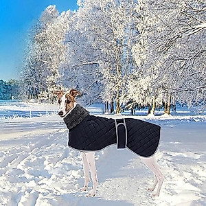 Greyhound Fleece Jumper,Greyhound Dog Winter Coat,Whippet Winter Coat Waterproof Windproof Outdoor Dog Apparel for Whippet Lurcher Salukis-Blue-3XL