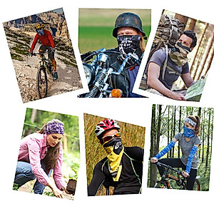 ZeeDix 5 Pcs Neck Gaiter Bandana Face Mask- Microfiber Multifunctional Seamless Headwear Face Cover Head Wrap UV Protection Face Neck Gaiter for Riding, Snowboarding, Balaclava, Hiking, Fishing