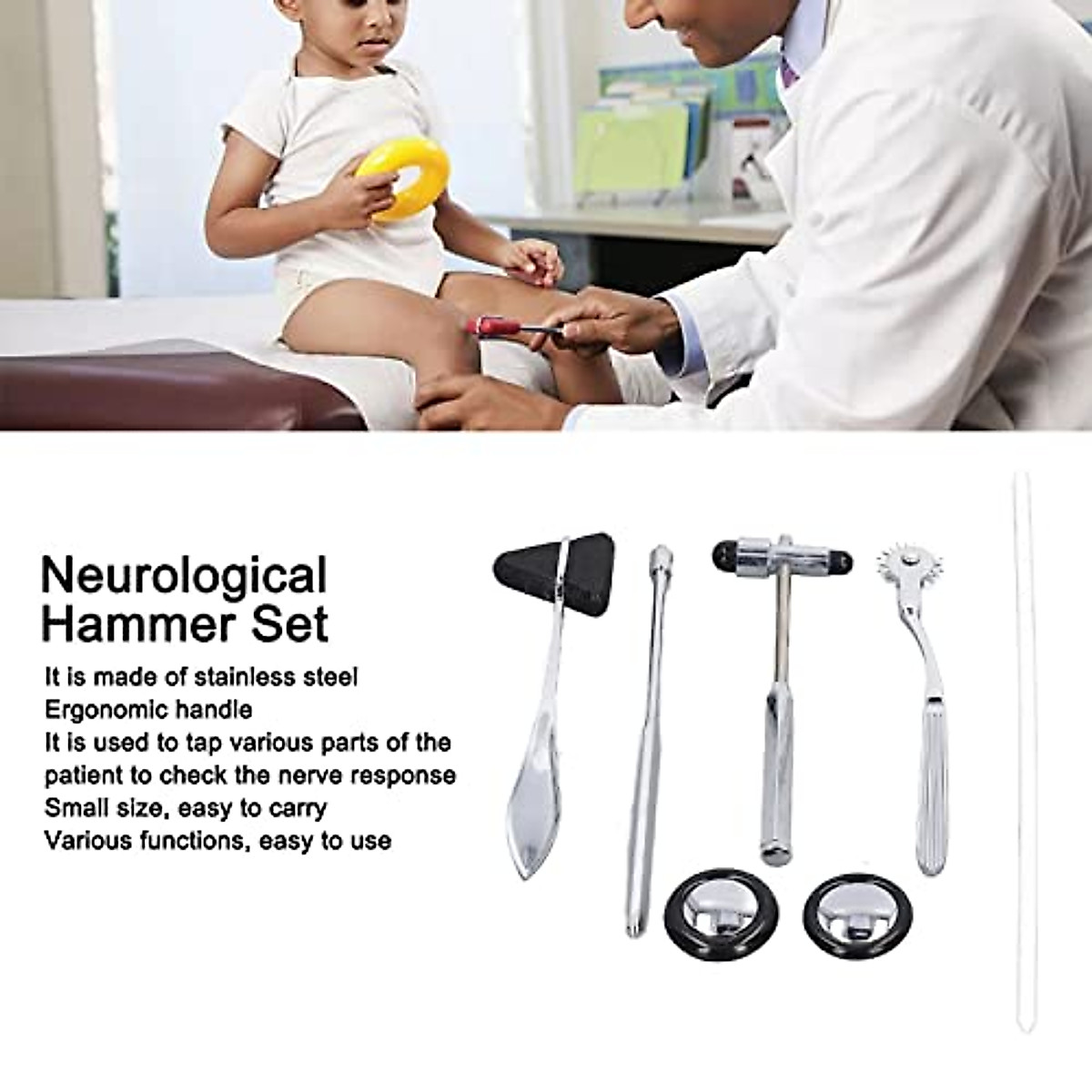 Neurological Hammer, 5PCS Easy To Use Hammer Set for Body Surface Measurement