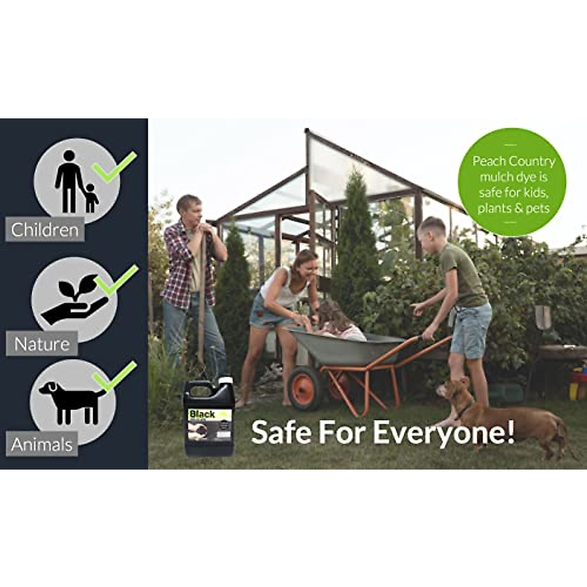 Peach Country Midnight Black Mulch Dye Color Concentrate - 2,800 Sq. Ft. - Brighten Up Your Old Mulch Beds Easily with Our Premium Mulch Dye (1 Quart, Black)