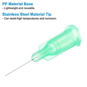PATIKIL 34Ga x 0.5 Inch Dispensing Needle Tips, 50Pcs Stainless Steel and Plastic Glue Needle Tube Blunt Tips with Luer Lock for Glue Oil Applicator, Light Green