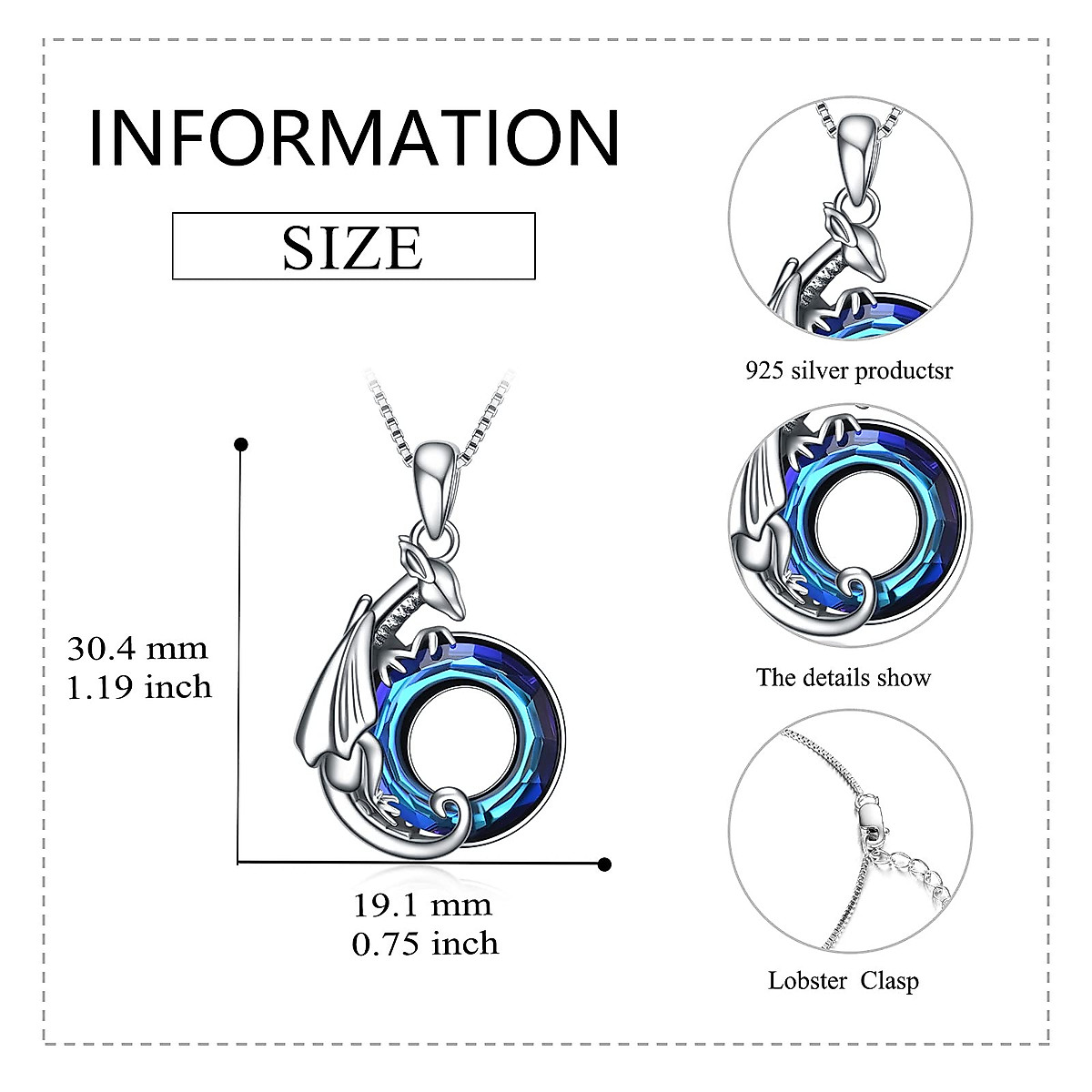 SHEAISRS Wreathe Moon Pendant Necklace 925 Sterling Silver Gift for Boyfriend Dad Brother