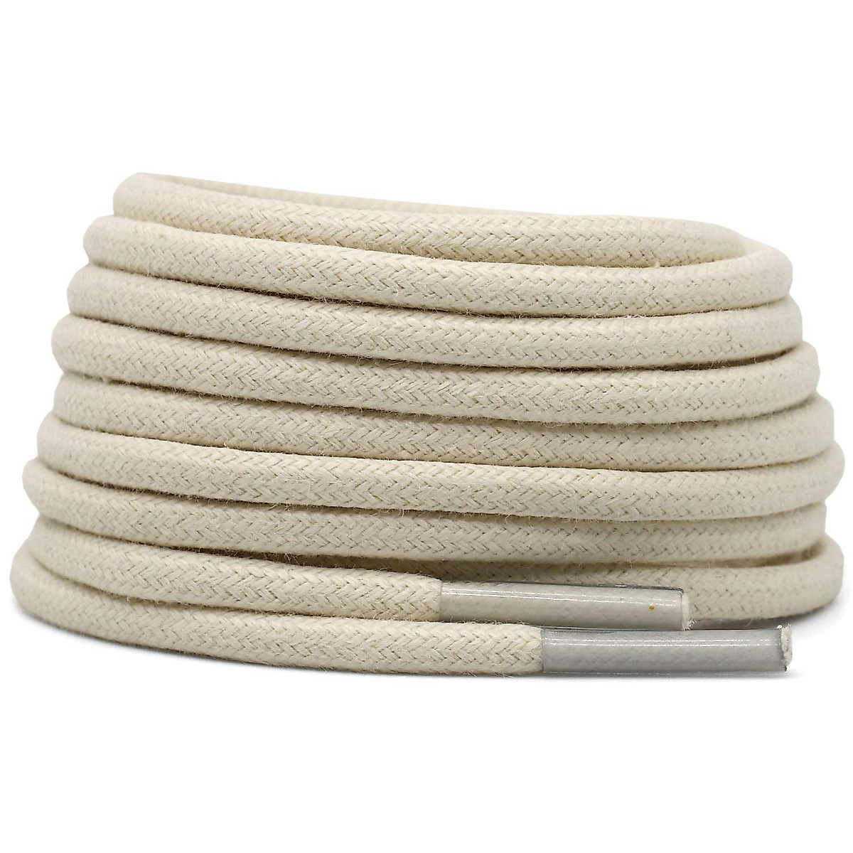 DELELE Round Cotton Waxed Shoelaces: 7/50 Inches Beige Dress Shoe Laces for Boot 2 Pair 35 inch