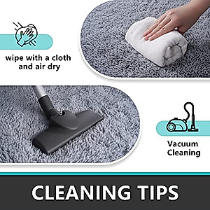 Unirea Soft Shaggy Area Rugs for Bedroom, 5x8 Feet, Fluffy Indoor Modern Plush Carpets for Living Room Kids Room Nursery Home Decor, Upgrade Anti-Skid Rectangular Fuzzy Rug, Grey