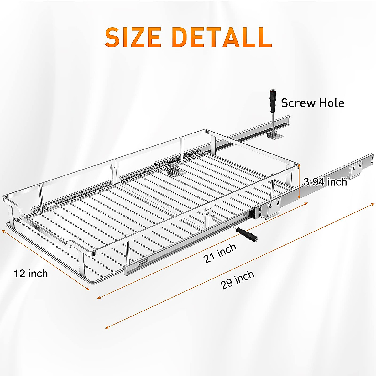 Tksrn Pull Out Cabinet Organizer, Heavy Duty Slide Out Pantry Shelves Sliding Drawer Storage for Kitchen, Bathroom, Home, 12" W x 21" D, Wire Frame, Chrome Finish（Need 13" W and 22" D Cabinet）