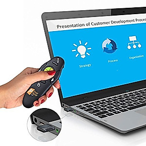PowerPoint Presentation Clicker, USB Wireless Presenter Remote with Lazer Pointer, Black, for Microsoft Power Point RF 2.4 GHz