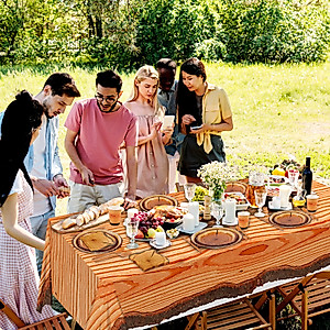 durony 129 Pieces Camping Birthday Party Supply Hunting Party Plate Tablecloth Cup Napkins Wood Slice Tableware Decorations for Kids Camo Hunter Themed Party