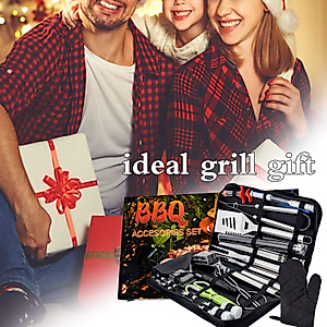 Leonyo Grilling Accessories 32PCS in Case, Professional Portable BBQ Grill Utensil Set for Kitchen Outdoor Cooking Camping Grilling Smoking, Great Gift for Men Women, Heavy Duty & Dishwasher Safe