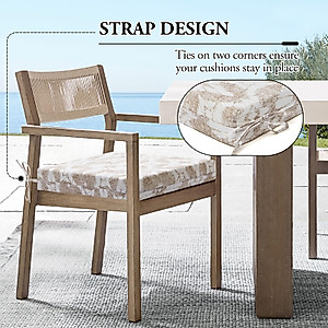 Wellsin Outdoor Chair Cushions for Patio Furniture - Outdoor Cushions for Chairs - Water Resistant Patio Chair Cushions Set of 4, 18.5"X16"X3", Flower Beige