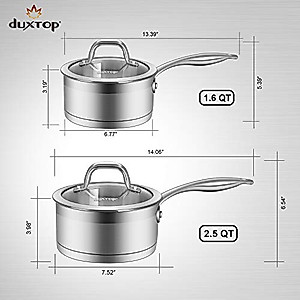Duxtop Professional Stainless Steel Sauce Pan with Lid, Kitchen Cookware, Induction Pot with Impact-bonded Base Technology, 2.5 Quart