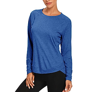Muzniuer Long Sleeve Yoga Tops for Women-Long Sleeve Shirts for Women Long Sleeve Sports Running Fitness Clothes SkyBlue L