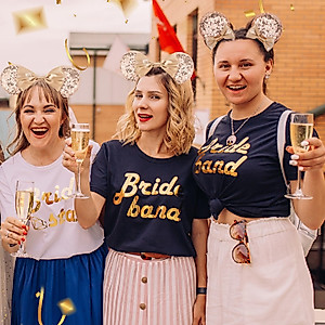 Akkya Ears Headband Hair Clips Accessories for Women Girl Kid Adult Birthday Party Princess Park Costume Mini Bow Present Glod